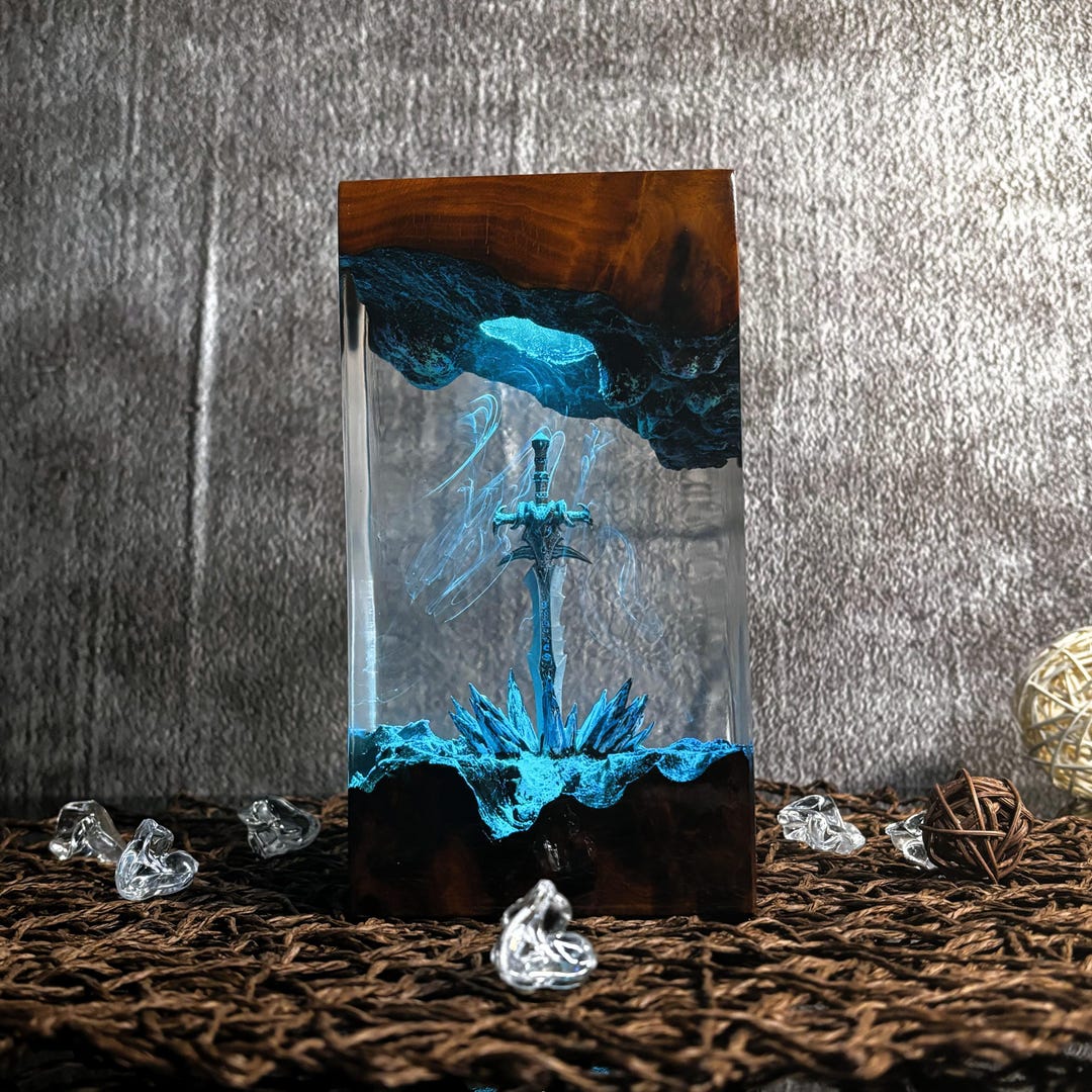 Handmade Frostm.ourne Sword Lamp, Sword Epoxy Lamp, Wood Resin Lamp ...