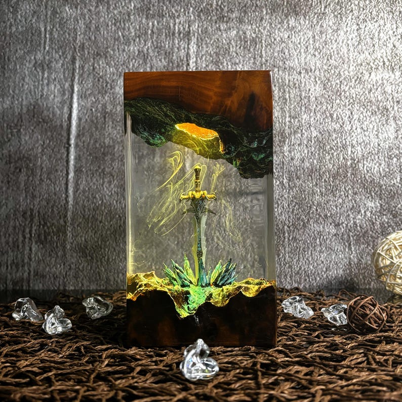 Handmade Frostm.ourne Sword Lamp, Sword Epoxy Lamp, Wood Resin Lamp ...