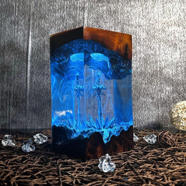 Handmade Frostm.ourne Sword Lamp, Sword Epoxy Lamp, Wood Resin Lamp ...