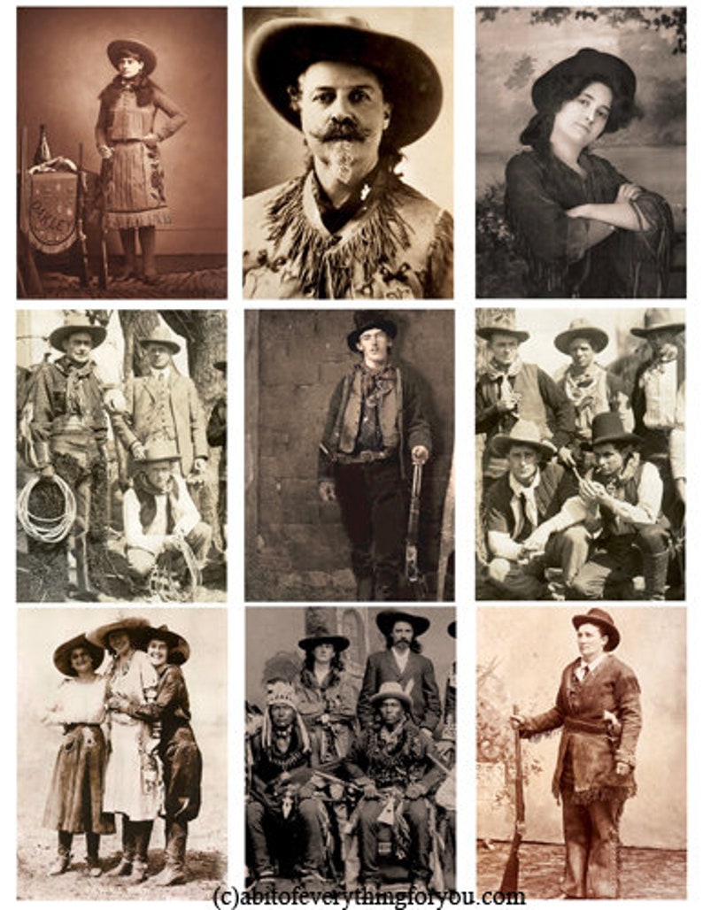 Antigua vaquera vaquero fotografías collage hoja imprimible | Etsy