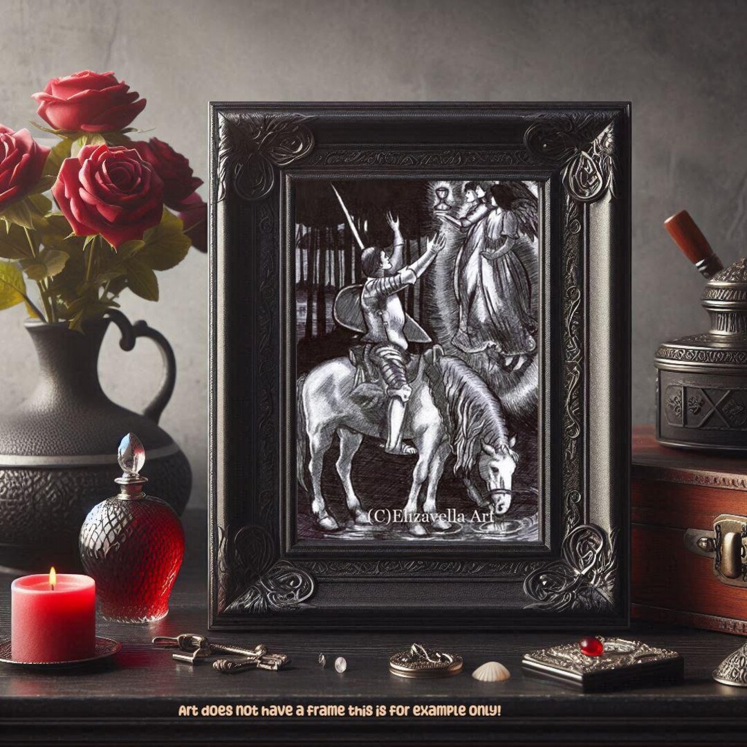 ORIGINAL Angel Drawing, Royal Knight, Ghostly Visions, Pen Ink Drawing ...