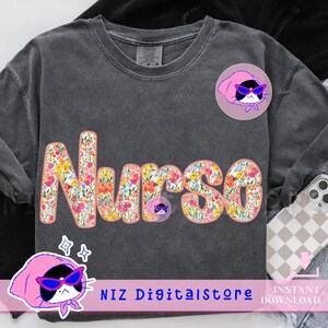 Preppy Floral Nurse Png, Nurse Colorful Floral Png, Nursing Png ...