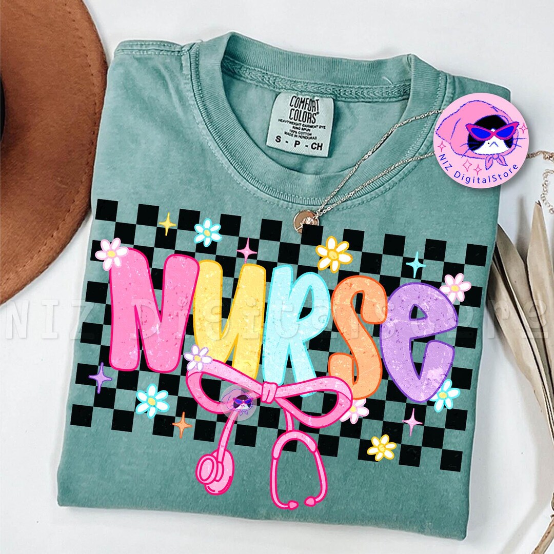 Preppy Nurse Chekered Coquette Png, Floral Nurse Png, Nursing Png Shirt ...