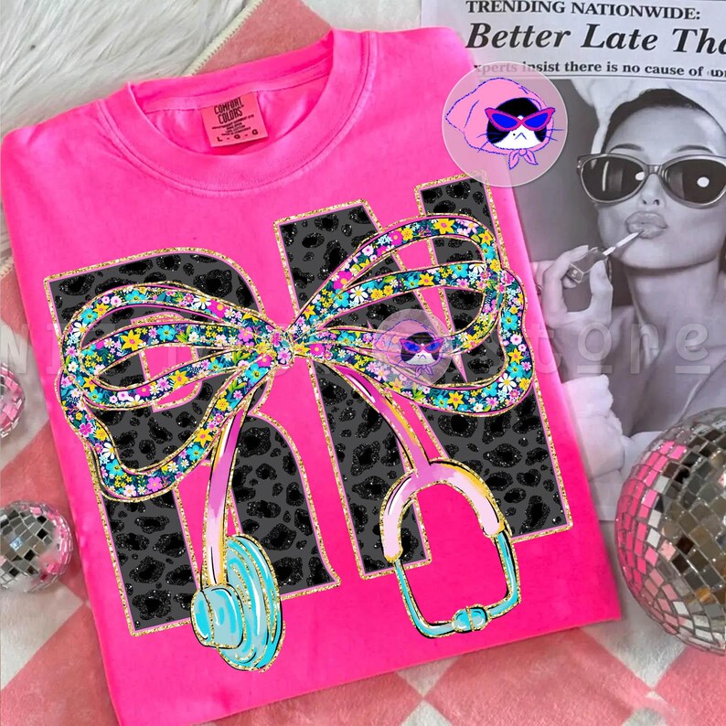 Preppy Floral Registered Nurse Coquette Png, Nurse Life Png, Nursing ...