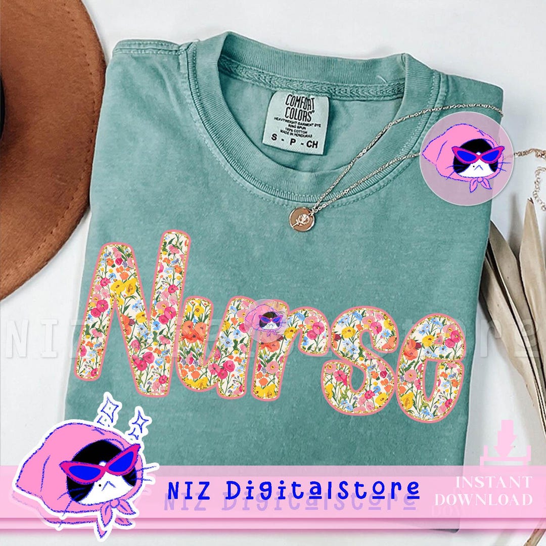 Preppy Floral Nurse Png, Nurse Colorful Floral Png, Nursing Png ...
