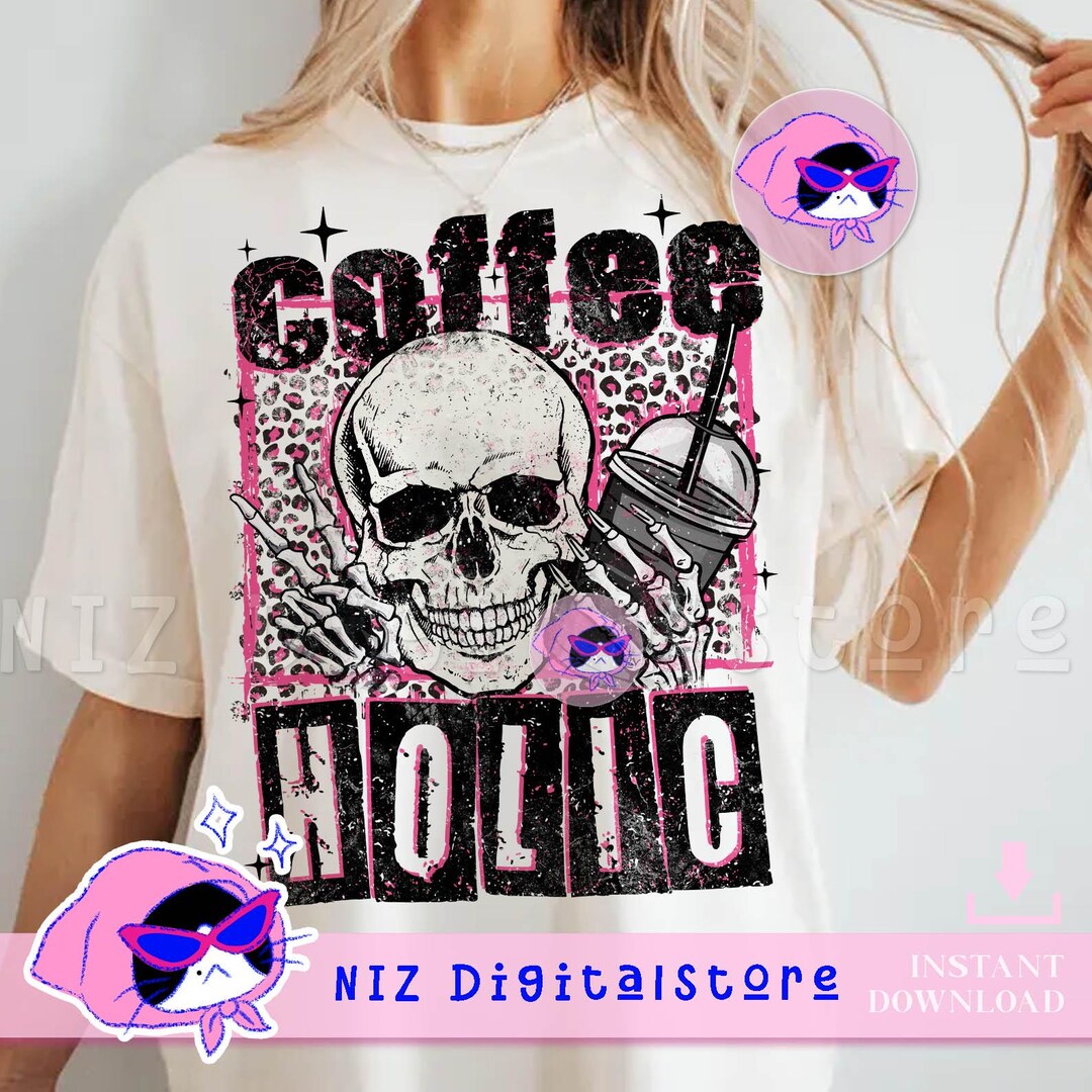 Retro Coffeeholic Skull Png, Snarky Sarcastic Coffee Png Trendy Adult ...