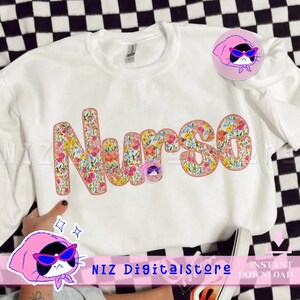 Preppy Floral Nurse Png, Nurse Colorful Floral Png, Nursing Png ...