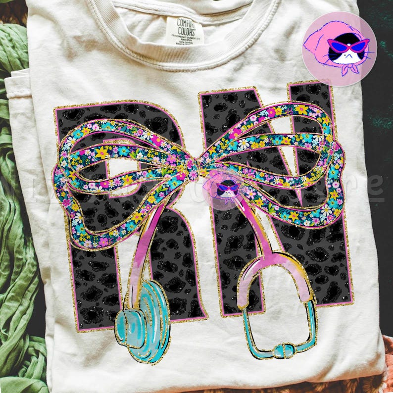 Preppy Floral Registered Nurse Coquette Png, Nurse Life Png, Nursing ...