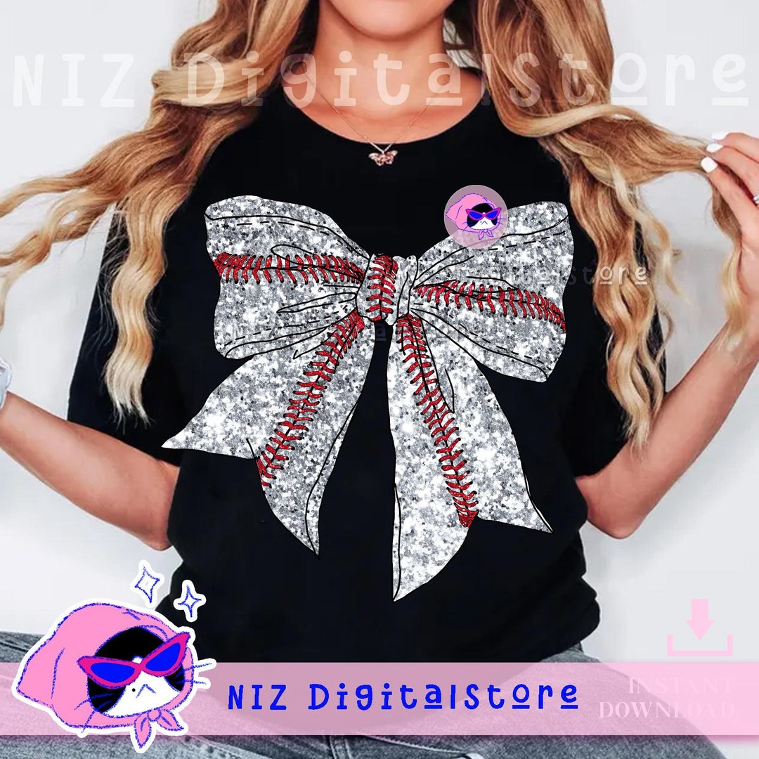 Glitter Baseball Bow Png, Sparkle Baseball Mom Png, Baseball Design ...