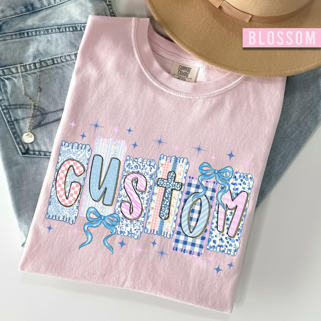 Preppy Custom Name Shirt, Personalized Patchwork Name Shirt, Coquette ...