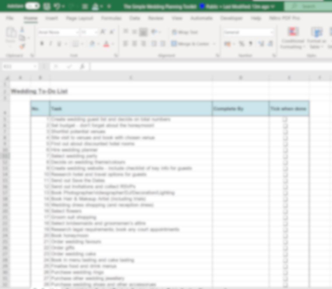 Simple Wedding Planning Toolkit Excel Budget Tracker - Etsy