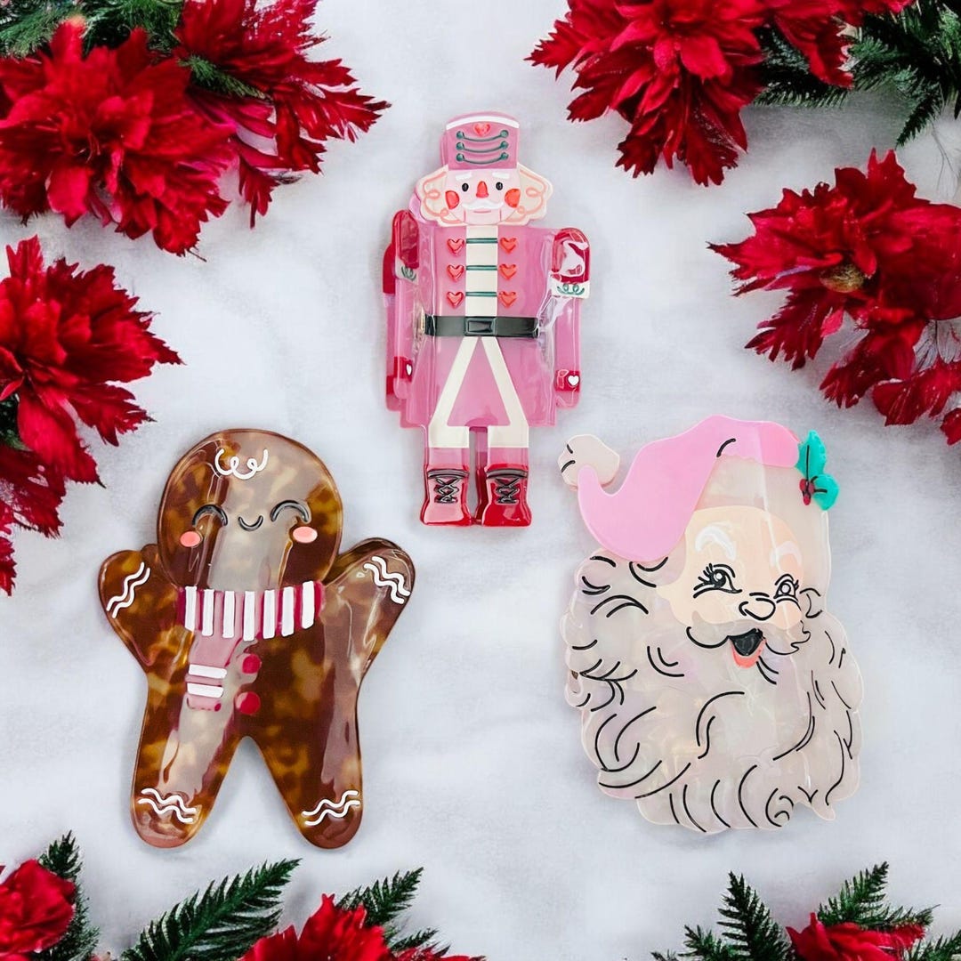 ALL Three Christmas Hair Claws/clips - Gingerbread Man, Nutcracker ...
