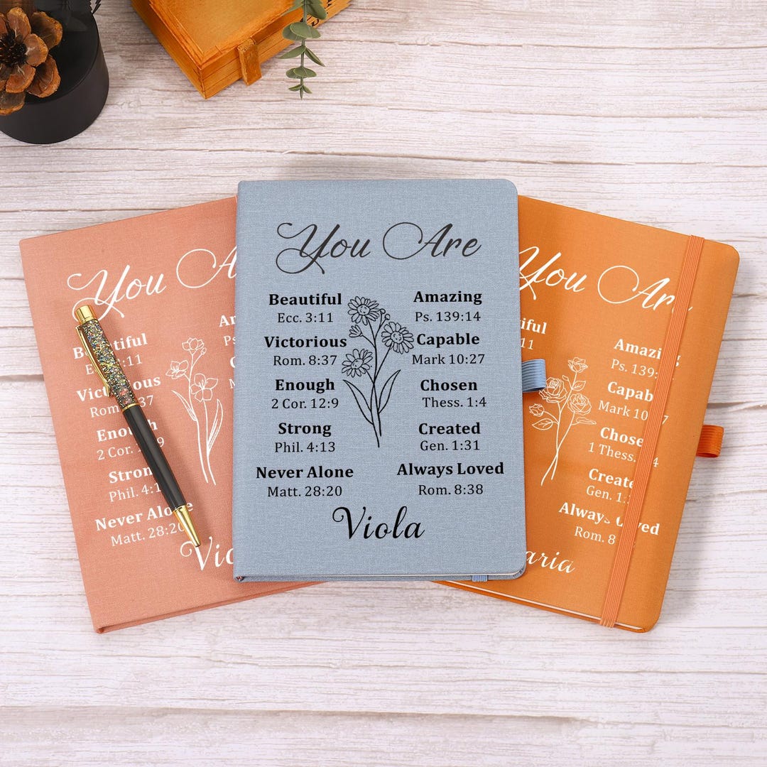 You Are Bible Verse Journal,personalized Inspiration Notebook,flower ...