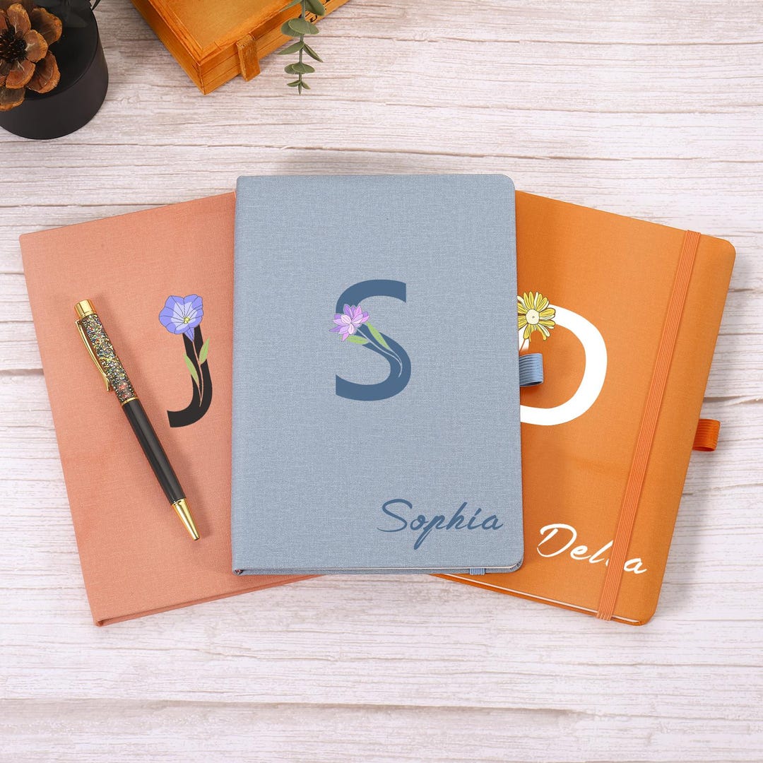 Personalized Journal,custom Notebook With Pen Loop,birth Flower Journal ...