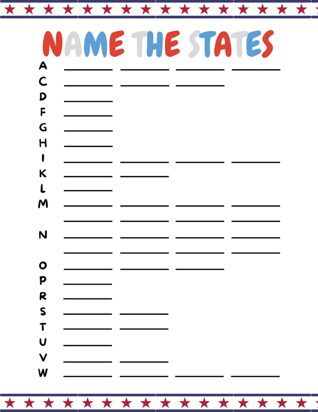 Name the States USA Game. Great for 4th of July Trivia! - Etsy