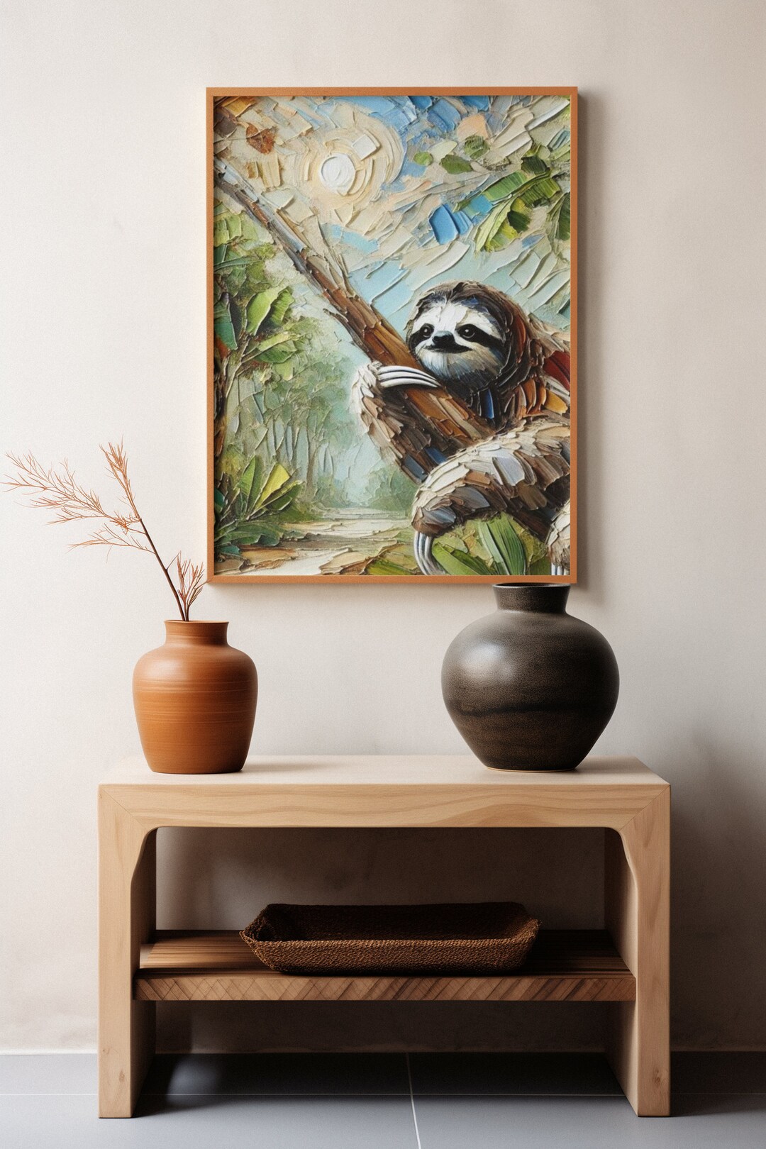 Abstract Sloth Painting, Textured Canvas Print, Symbolic Art, Nature ...