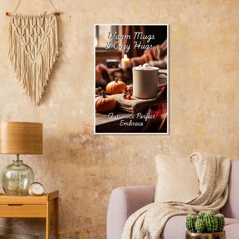 Warm Mugs & Cozy Hugs Autumn Wall Art for a Snug Atmosphere - Etsy
