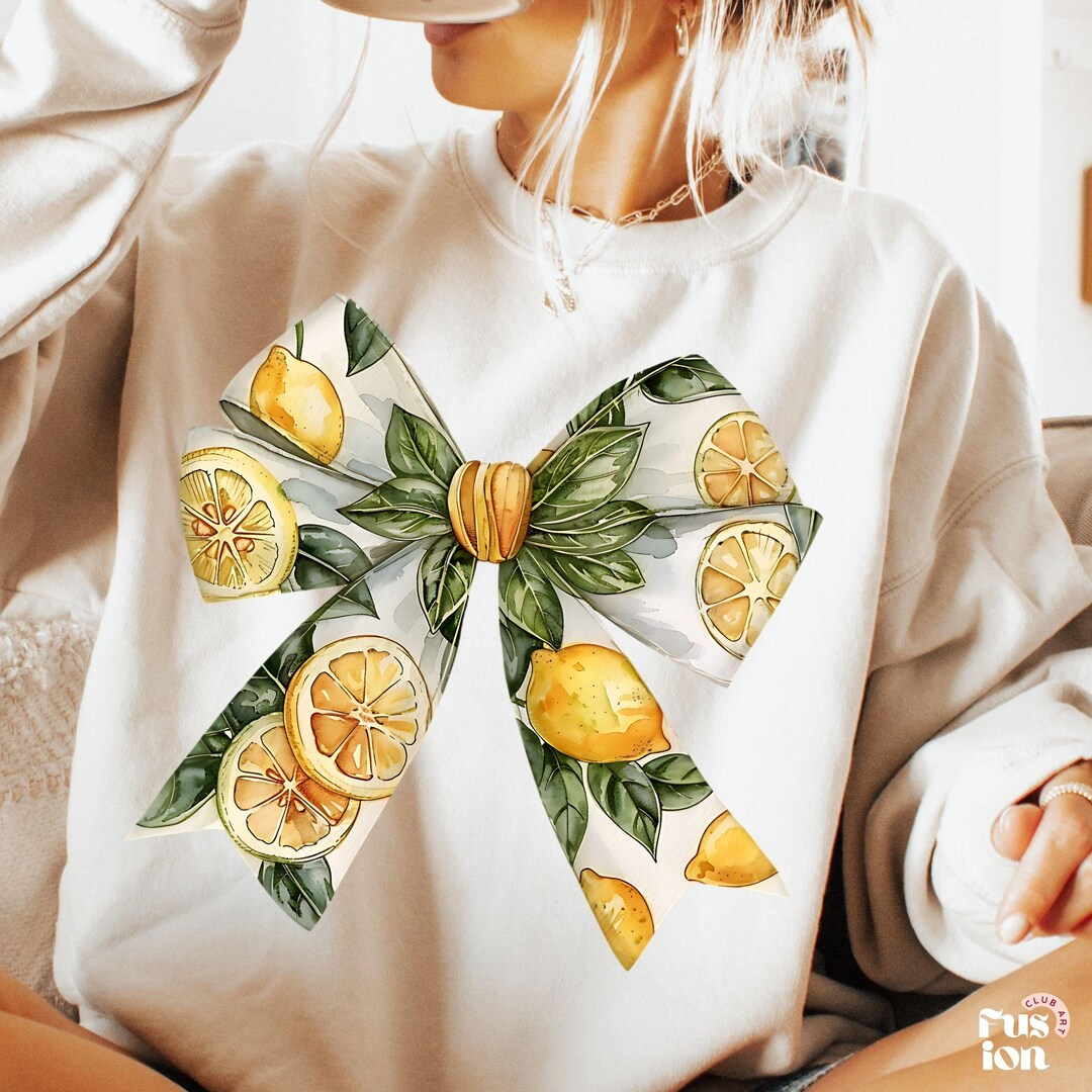 Preppy Lemon Summer Png, Coquette Lemon Bow Png, Girly Summer Shirt ...