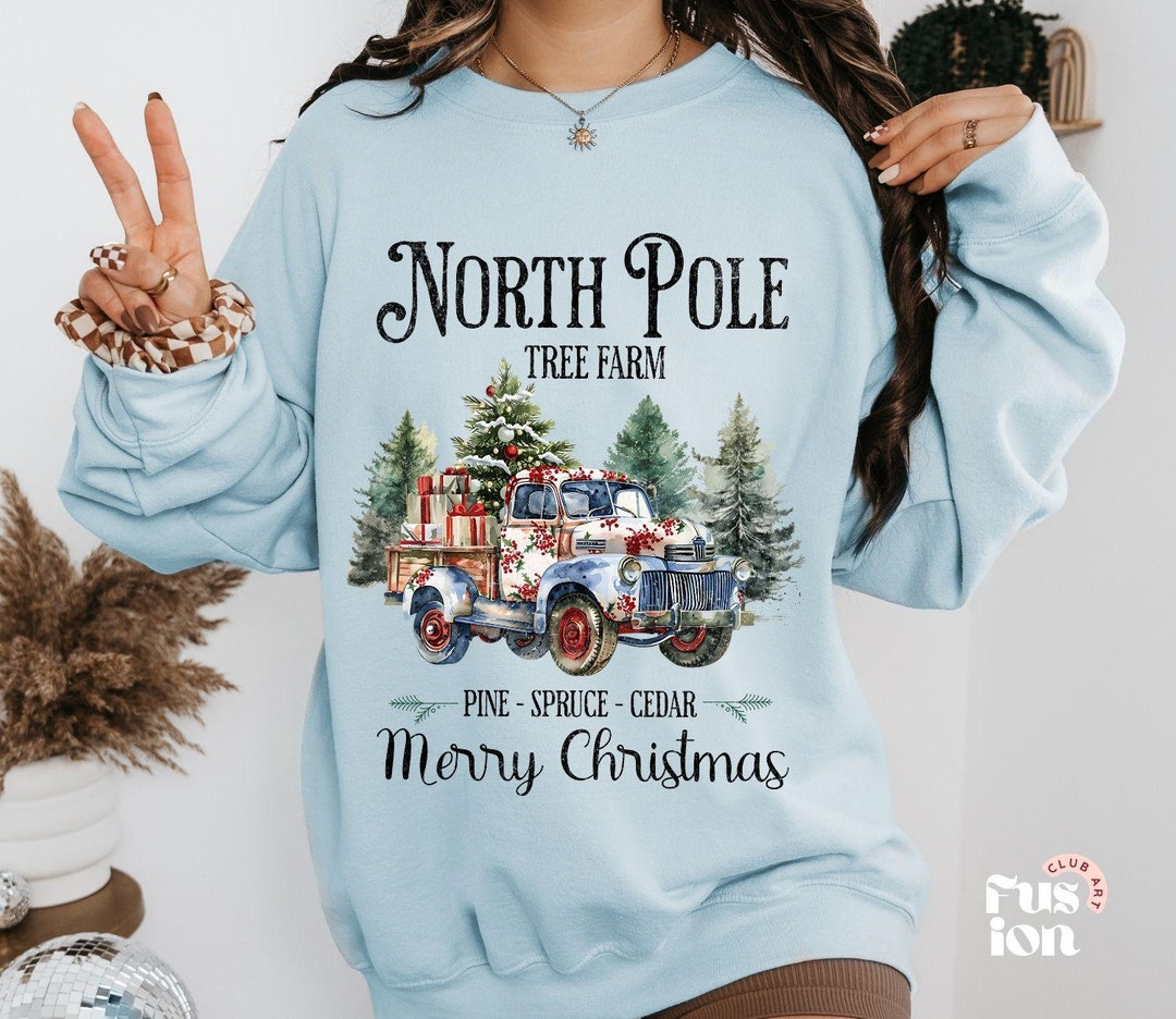 North Pole Tree Farm Png, Coquette Blue Christmas PNG Sublimation ...