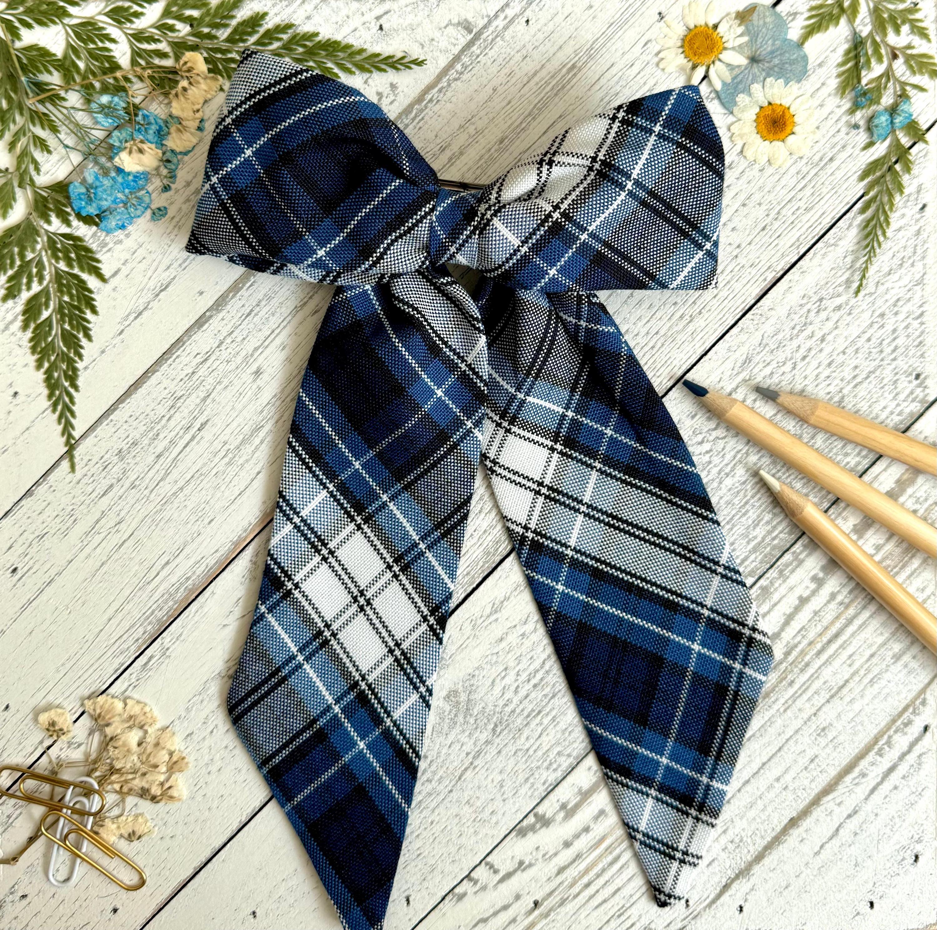 Red and Navy Plaid 36 Extra-large Hair Bow School Uniform Plaid Hair ...