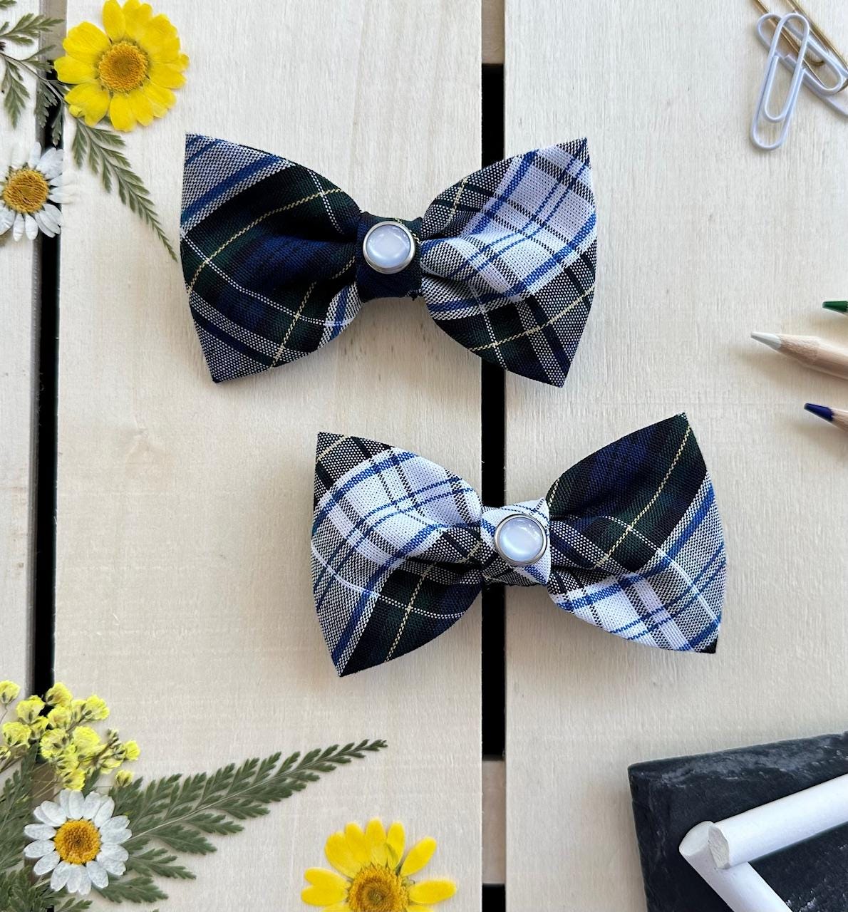 Back to School Pigtail Bows Navy Red Plaid 37 School Uniform Hair Bow ...