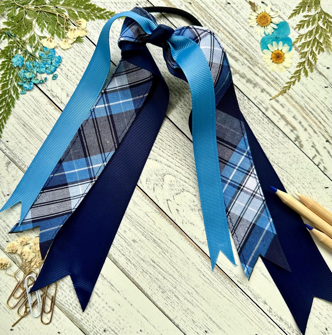 Plaid & Ribbon Hair Tie School Uniform Ponytail Streamer Plaid 76 ...