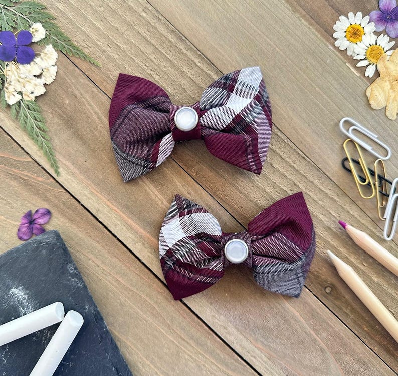 Back to School Pigtail Bows Navy Red Plaid 37 School Uniform Hair Bow ...