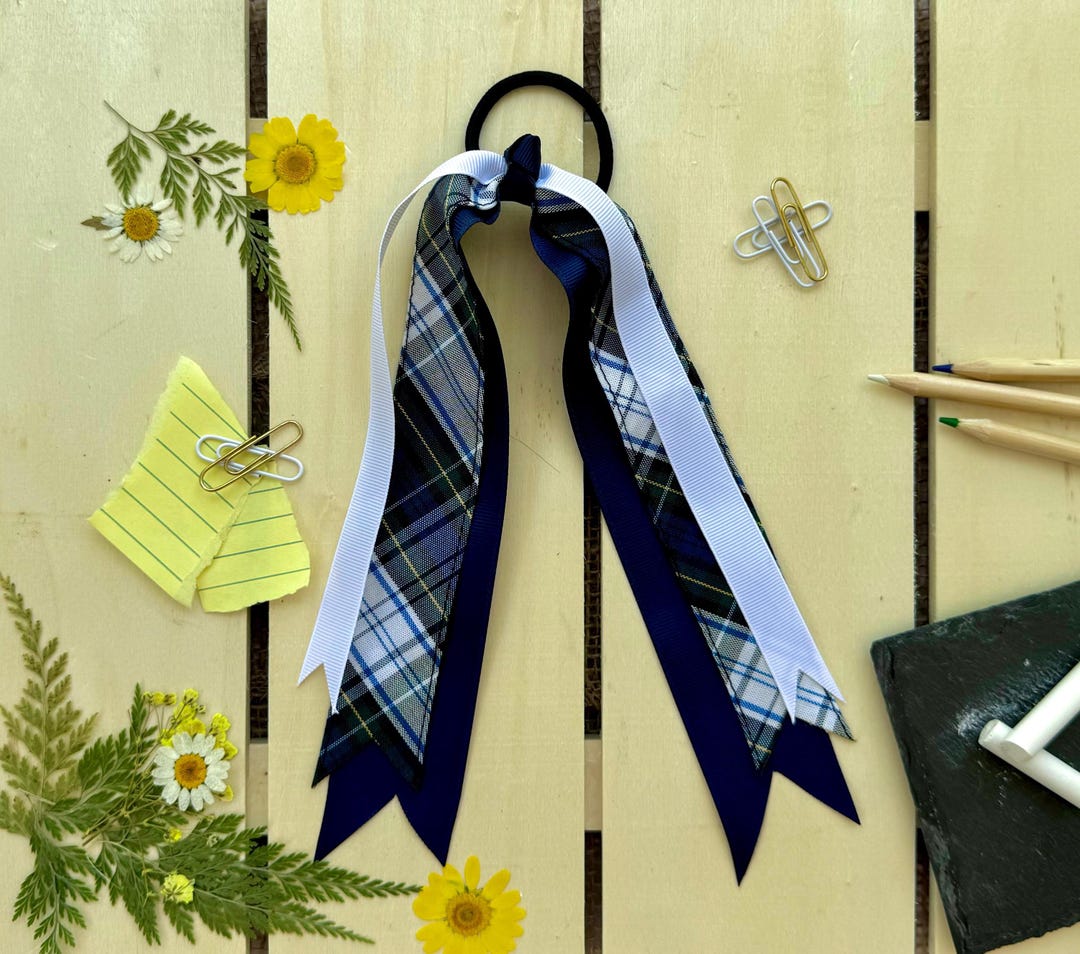 Plaid Bow Streamer: Handmade School Uniform Hair Accessory Pony Elastic ...