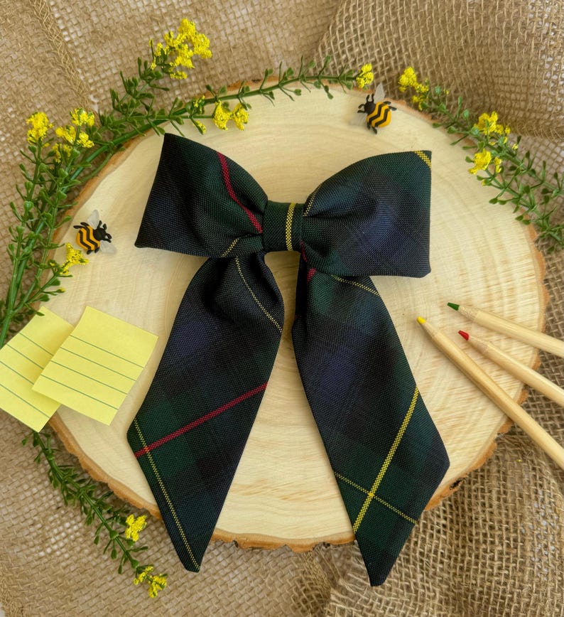 Red and Navy Plaid 36 Extra Large Hair Bow School Uniform Plaid Hair ...