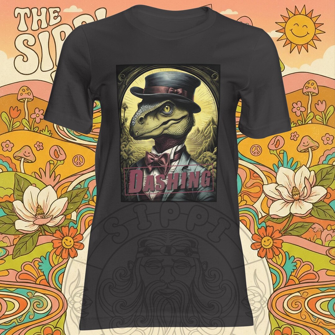 Vintage Dapper Raptor Graphic T Shirt, Funny Art Cotton Unisex Dinosaur ...