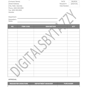 Material Request Form Printable, Suitable for Procurement Process - Etsy