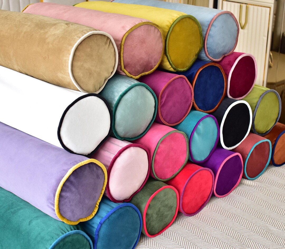 31 COLORS Available * Customized Piping Bolster Pillow Covers Made of ...