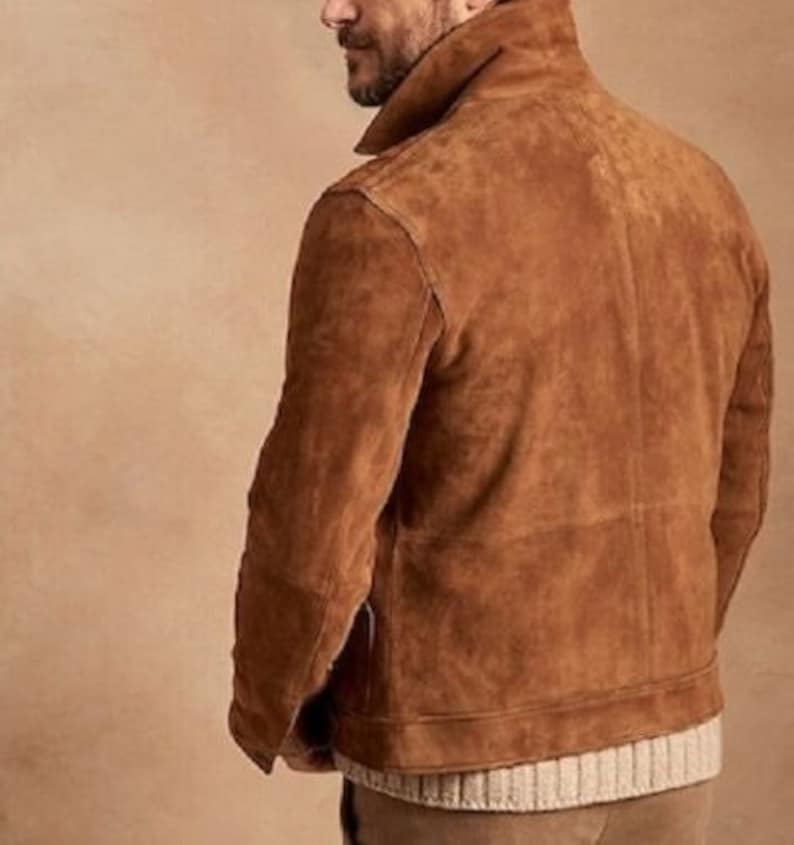 Men's Brown Genuine Suede Soft Leather Jacket, Men Brown Suede Leather ...