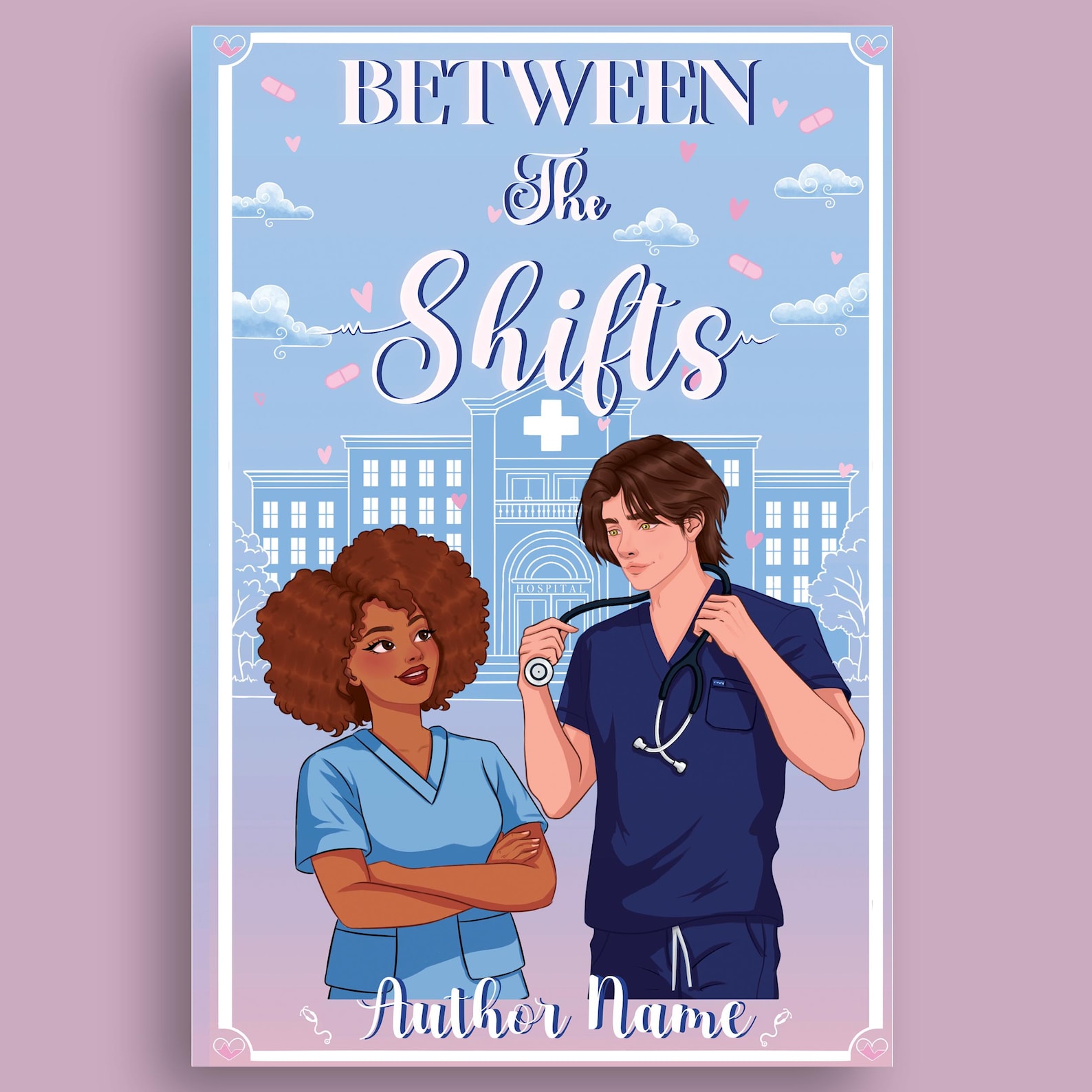 Premade Medical Romance Cover | Illustrated Nurse and Doctor Book Cover ...