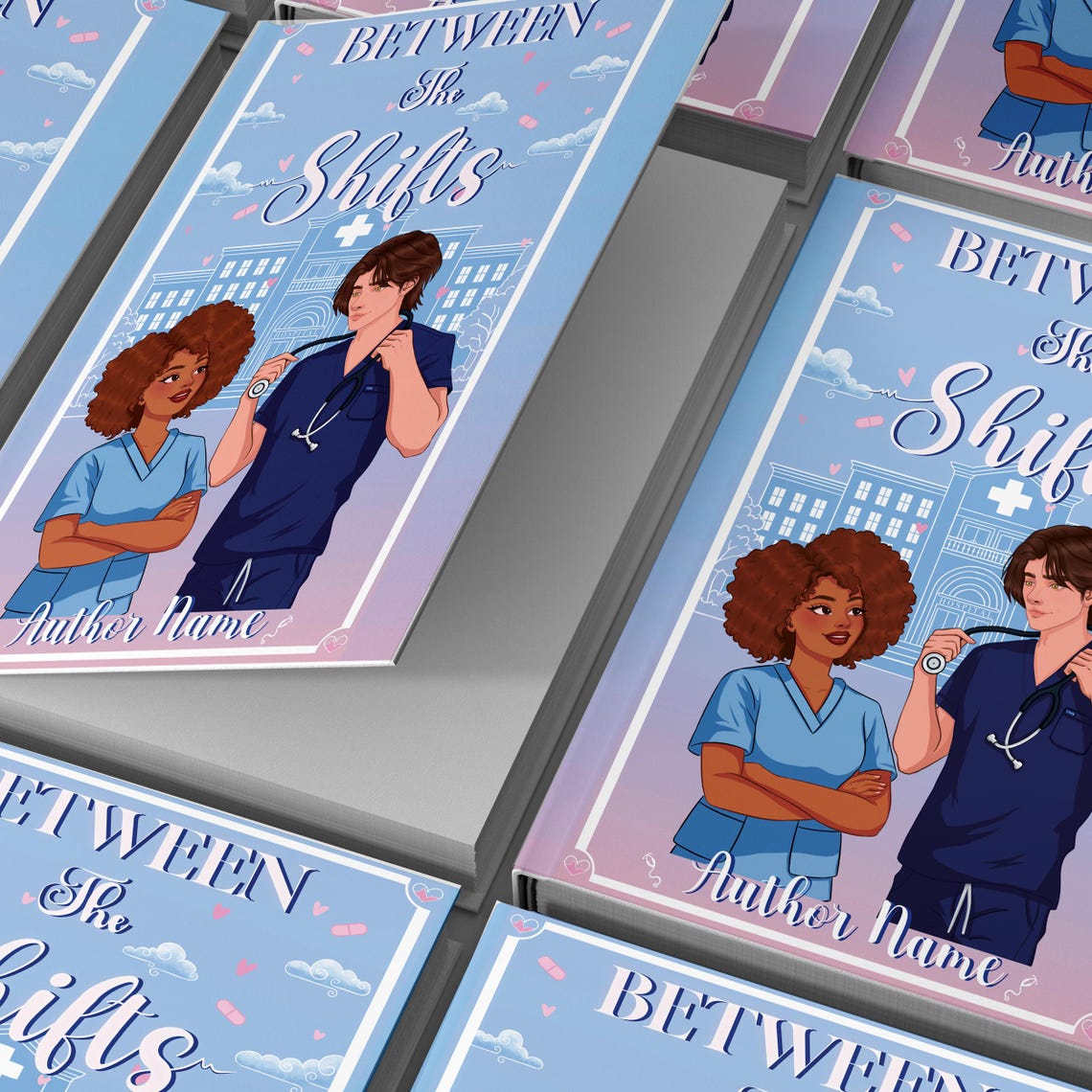 Premade Medical Romance Cover | Illustrated Nurse and Doctor Book Cover ...