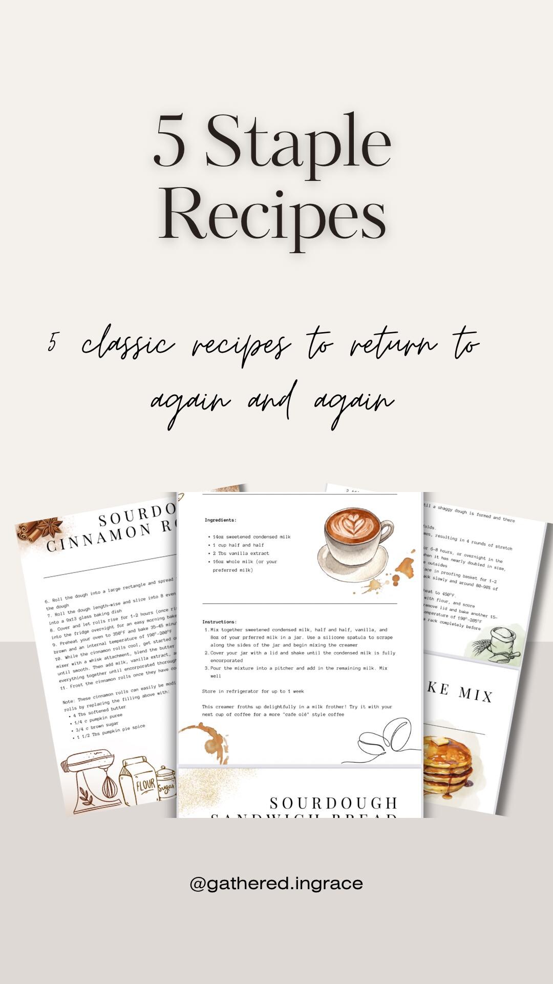 5 Staple Recipes for Every Home | Printable Mini Recipe Book | Simple ...