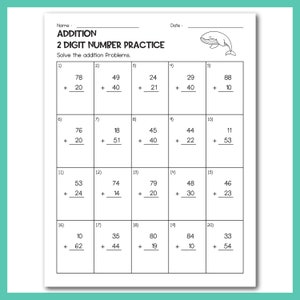Math Worksheet - Printable - 2 Digit Addition and Subtraction Practice ...