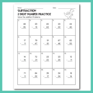 Math Worksheet - Printable - 2 Digit Addition and Subtraction Practice ...