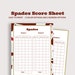 Spades Card Game Score Sheet, Printable Score Sheet, Spades Score Pad ...