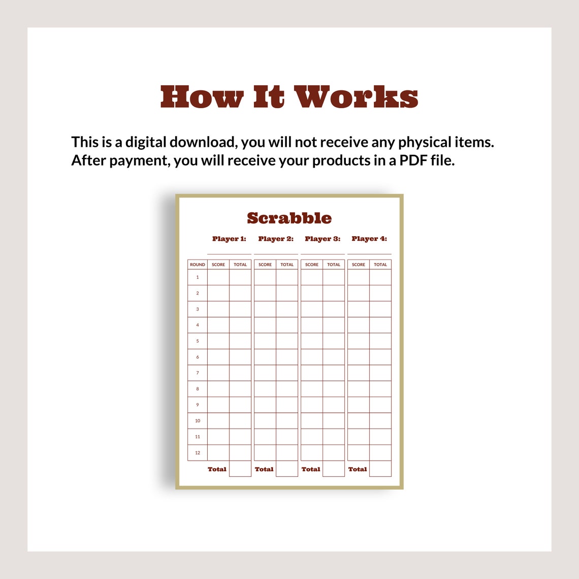 Scrabble Game Score Sheet, Printable Score Sheet, Scrabble Score Pad ...