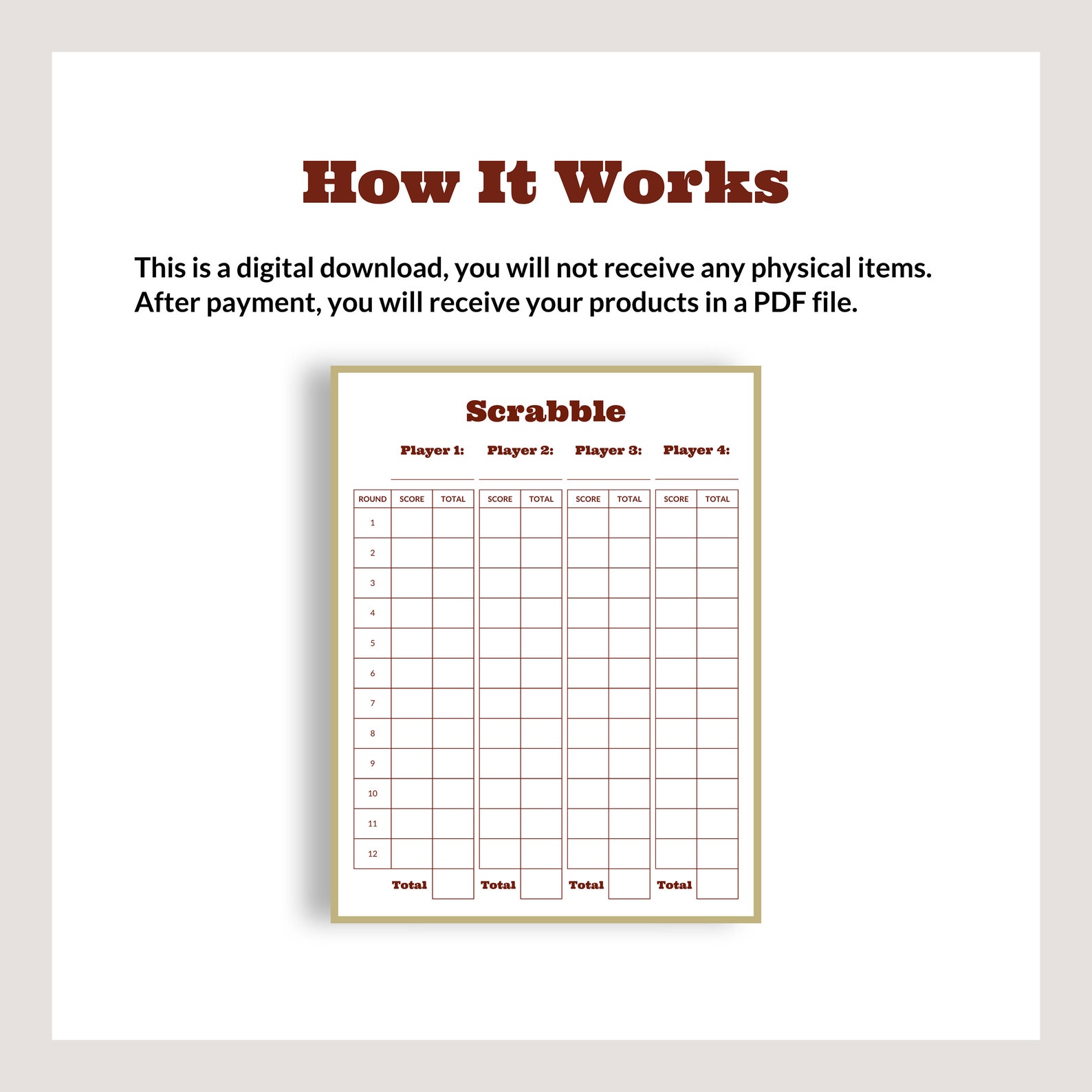 Scrabble Game Score Sheet, Printable Score Sheet, Scrabble Score Pad ...