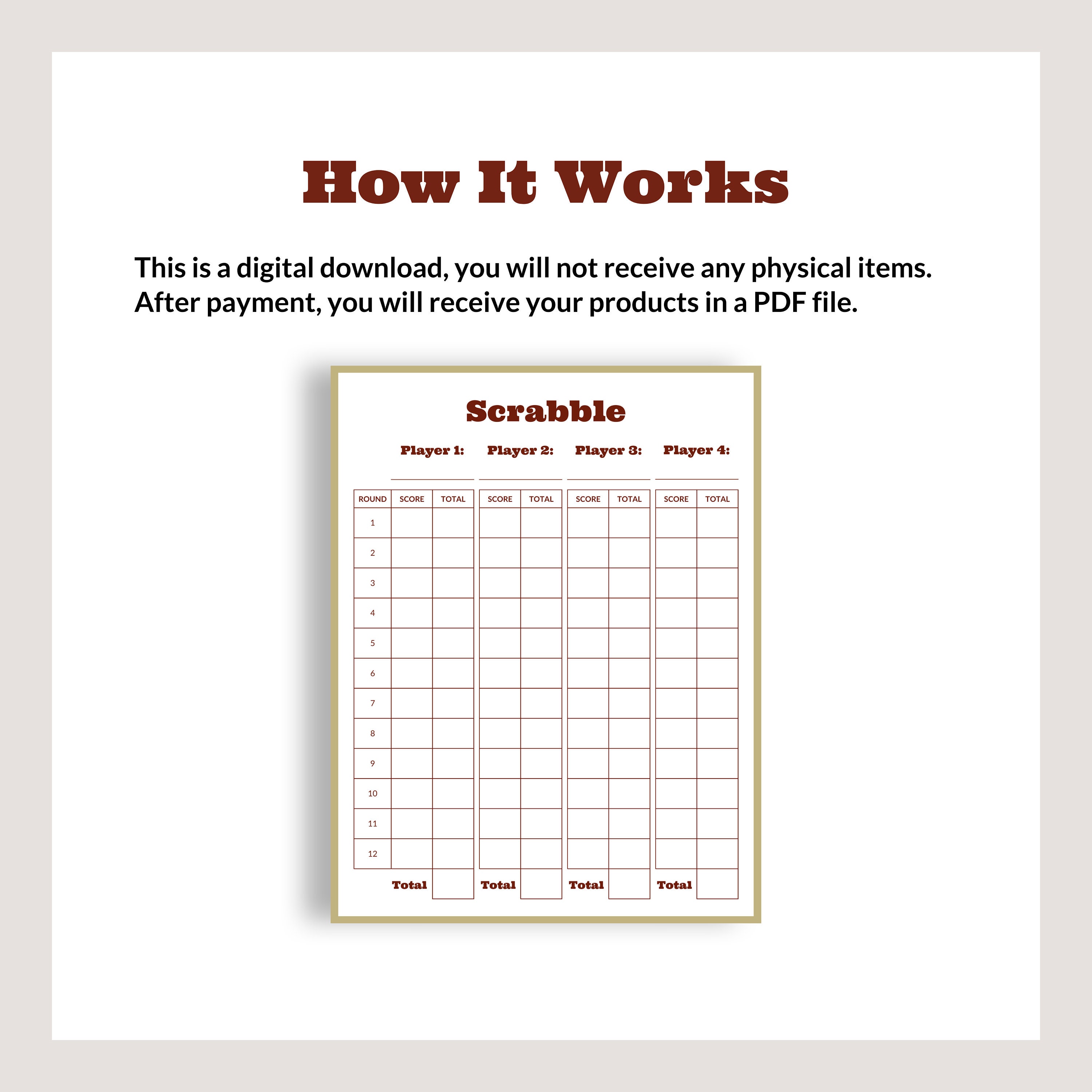 Scrabble Game Score Sheet, Printable Score Sheet, Scrabble Score Pad ...
