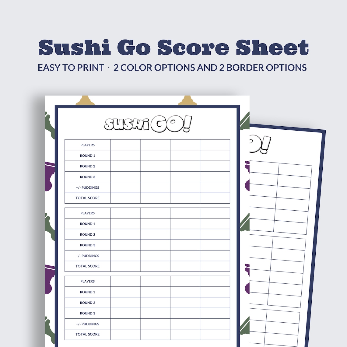 Sushi Go Game Score Sheet, Printable Score Sheet, Sushi Go Score Pad ...