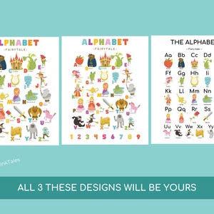 Fairytale Alphabet Poster Handwriting Chart Print Educational Wall Art ...