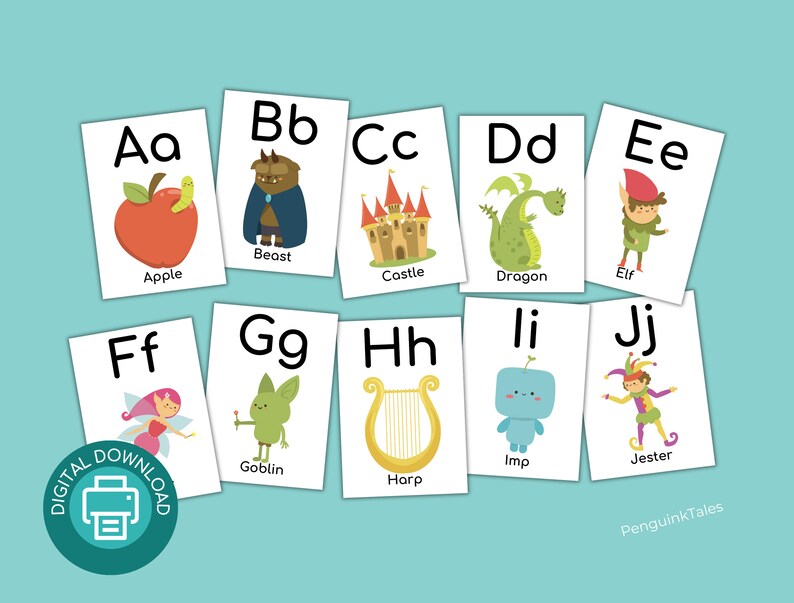 ABC Fairy Tale Flash Cards Educational Cards / A-Z Cards Learn Abcs ...