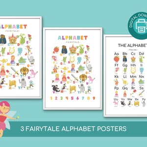 Fairytale Alphabet Poster Handwriting Chart Print Educational Wall Art ...