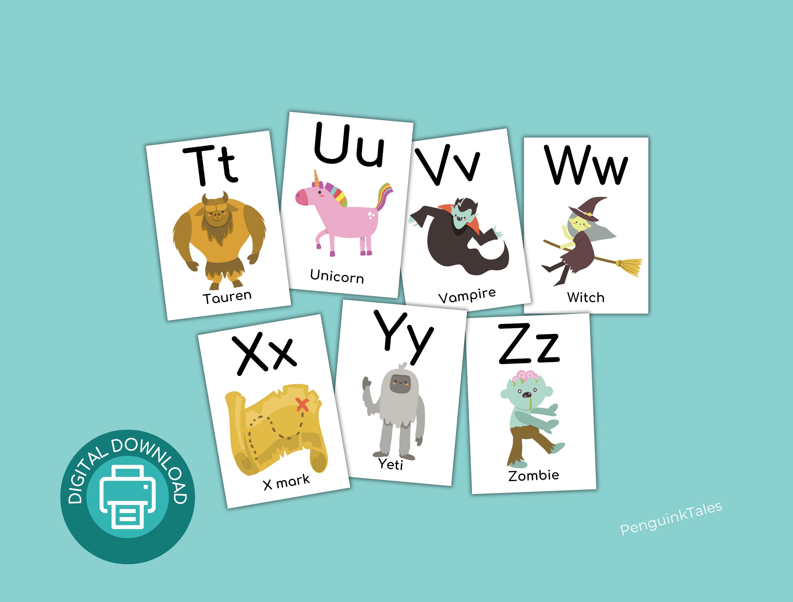 Fairytale Alphabet Flashcards for Kids A4 / Letter ABC Interactive ...