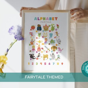 Fairytale Alphabet Poster Handwriting Chart Print Educational Wall Art ...