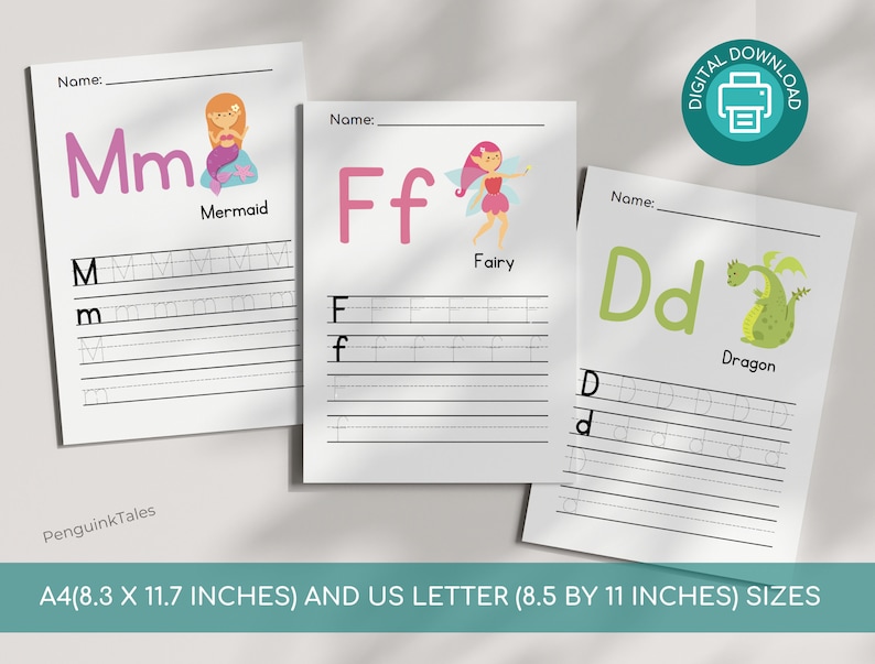 Fairytale Handwriting Practice Sheets for Kids / Handwriting Practice ...