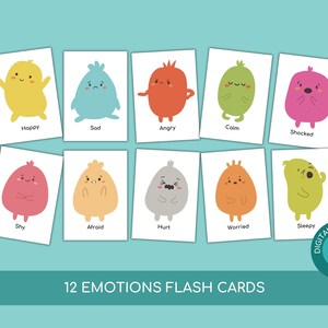 Cute Emotion Flashcards Feelings Calm Down Corner Feelings Poster ...